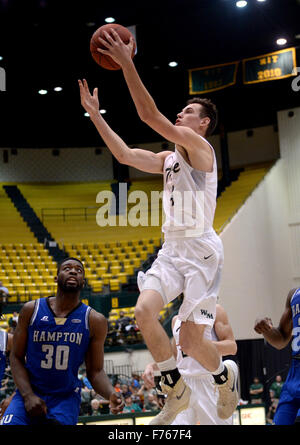 William & Mary guard Omar Prewitt (4) attempts a layup over Virginia ...