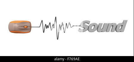 Word Audiobook with Grey Mouse - Orange Stock Photo - Alamy