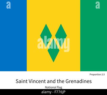 Saint Vincent and the Grenadines flag, vector illustration on a white ...