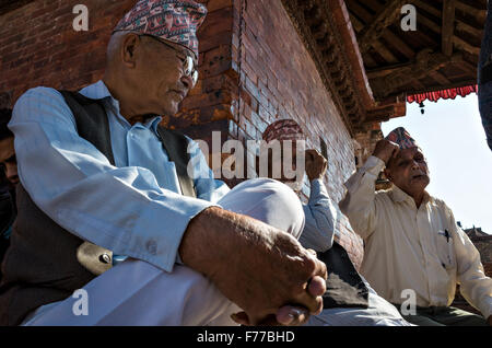Nepal, Patan. Nepalese Man Wearing Traditional Hat, a Dhaka Topi, a ...
