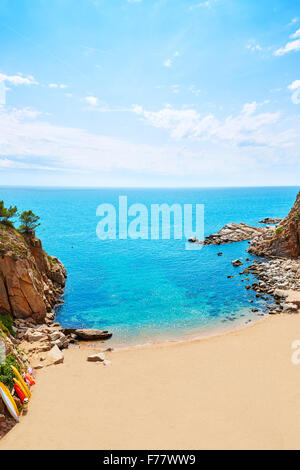 Tossa de Mar Codolar beach platja in Costa Brava of Catalonia Spain ...