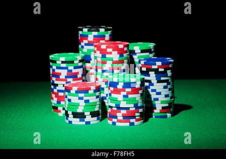 Stack of casion chips on table Stock Photo - Alamy