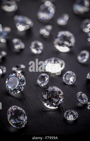 Sparkling diamonds on black background Stock Photo - Alamy
