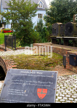 Middle Mill Weir in Castle Park Colchester Essex England Stock Photo ...
