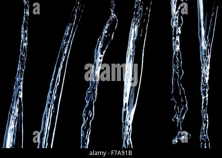 Streaming water flow set isolated on black background Stock Photo - Alamy