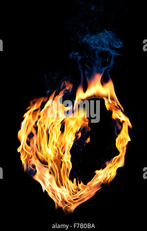 Burning heart illustration on the black background Stock Photo - Alamy