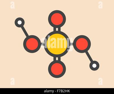 Sulfuric acid (H2SO4) strong mineral acid molecule. Atoms are Stock ...