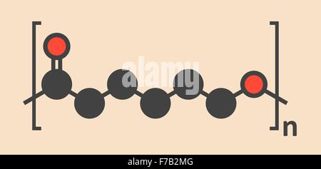 Polycaprolactone (PCL) biodegradable polyester, chemical structure ...