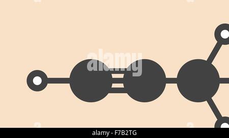 Methylacetylene (propyne) molecule. Used in welding gas and rocket fuel ...