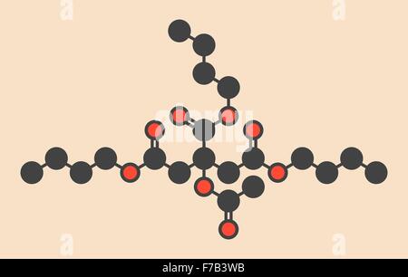 Acetyl tributyl citrate (ATBC) plasticizer molecule. Biodegradable ...