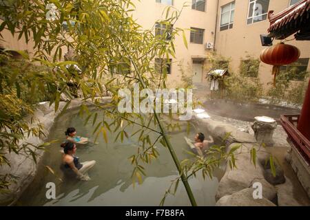 Huailai, China's Hebei Province. 28th Nov, 2015. People take a bath in ...