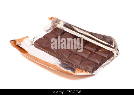 Ripped Open Chocolate Bar Isolated on White Background Stock Photo - Alamy