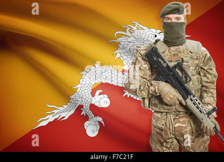 Flag of Bhutan on military uniform. Army, armed forces, soldiers ...