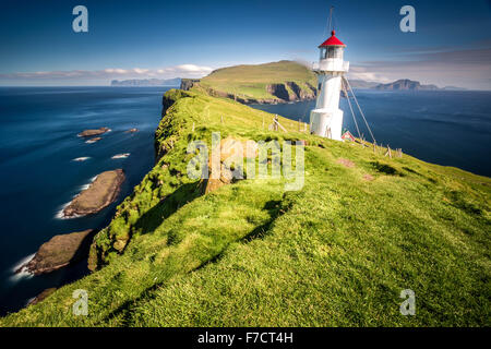 Mykines Holmur Lighthouse, Mykines Island, Faroe Islands Stock Photo ...