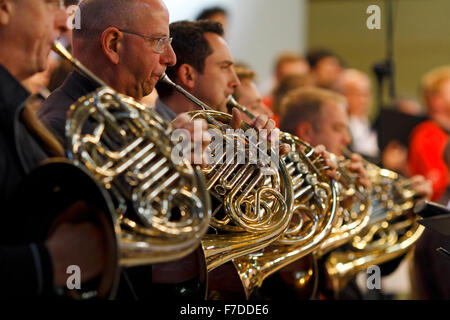 French horn section Stock Photo - Alamy