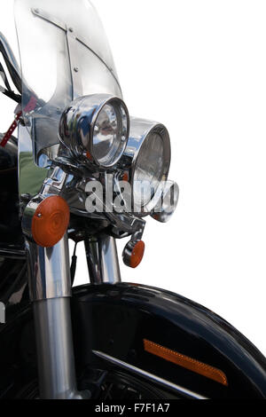 shiny headlight of big motorcycle. Isolated over white Stock Photo - Alamy