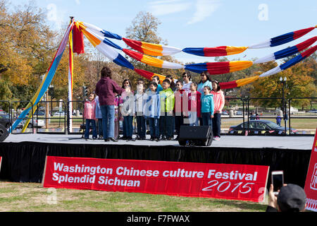 Chinese children's choir group singing on stage at Asian festival - USA ...