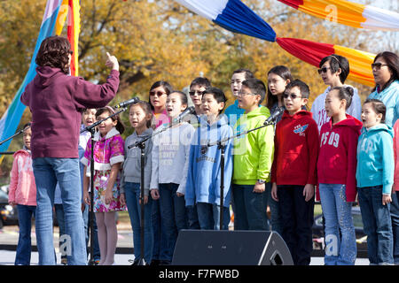 Chinese children's choir group singing on stage at Chinese culture ...