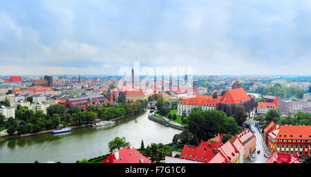 Aerial view of the Wroclaw city centre with the colorful houses of the ...