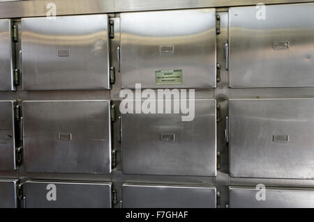 Authentic metal morgue drawers at the Vancouver Police Museum ...