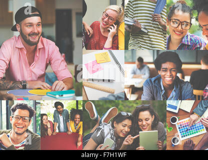 Diversity College Student Digital Devices Teamwork Concept Stock Photo ...