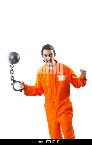 Convicted criminal on white background Stock Photo - Alamy