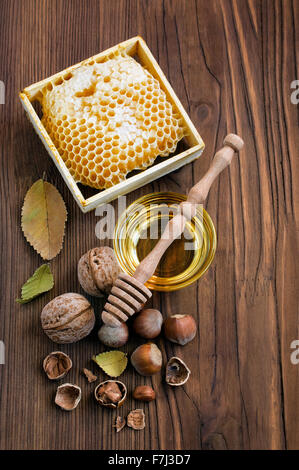 Honeycomb and nuts Stock Photo - Alamy