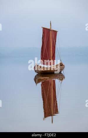 Frigg, replica of a small Viking ship, Tissø, Denmark, Scandinavia ...