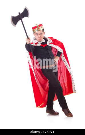 Funny king with axe isolated on white Stock Photo - Alamy