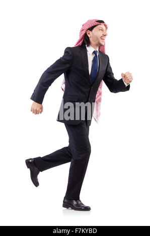 Running arab man isolated on white Stock Photo - Alamy