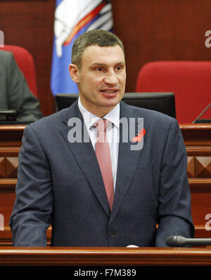 Kiev, Ukraine. 01st Dec, 2015. Re-elected mayor of Kiev Vitali ...
