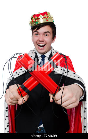Businessman king with dynamite isolated on white Stock Photo - Alamy
