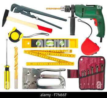 different work tools on white background Stock Photo - Alamy
