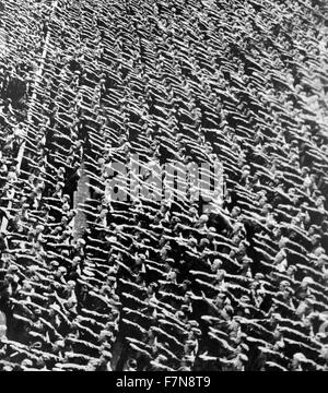 Nuremberg Rally 1938 in Nuremberg, Germany - Adolf Hitler greets Stock ...
