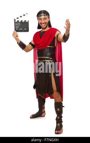 Gladiator with clapper-board isolated on white Stock Photo - Alamy