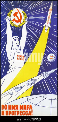 Soviet space propaganda poster. The Space Race was a 20th-century ...