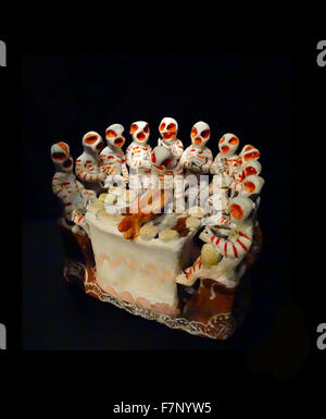 Terracotta sculpture depicting the 'Last Supper' with skeletons, from ...