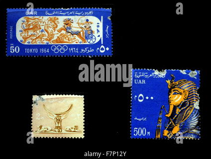 1964 Egyptian postage stamps with artefacts from the Tomb of ...