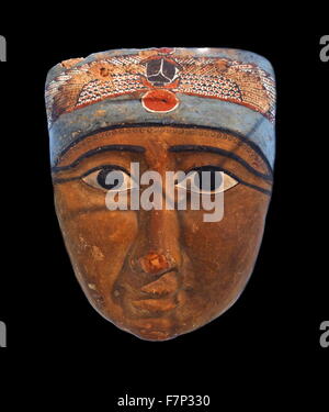 Ancient Egyptian face, from a coffin lid. Wood. Late Period (715-332 BC ...