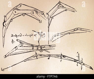 Leonardo da Vinci's (1452-1519) sketch for an Ornithopter Stock Photo ...