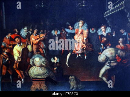 Henry VIII dancing with Anne Boleyn at a ball in the old Greenwich ...