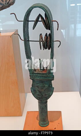 Ancient Egyptian, handle of a sistrum. Bronze. Late Period (715-332 BC ...