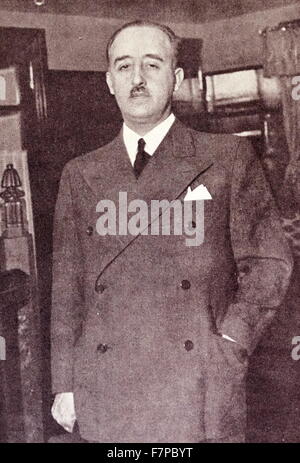 Francisco Franco 1892 – 1975, dictator of Spain meets, in Las Palmas in ...