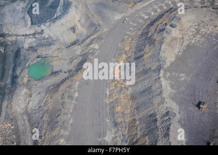 Aerial view of open cast coal mine near Merthyr Tydfil South Wales UK ...