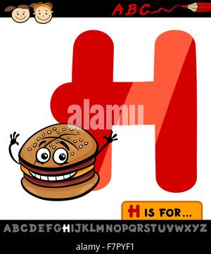 Letter H is for hamburger. ABC game for kids. Alphabet coloring page ...