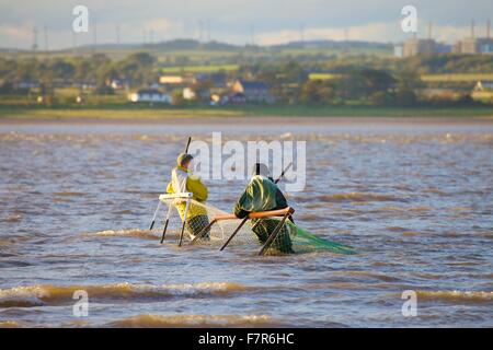 Solway Coast. Haaf Net Fishermen fishing. River Eden Channel. Bownes on ...