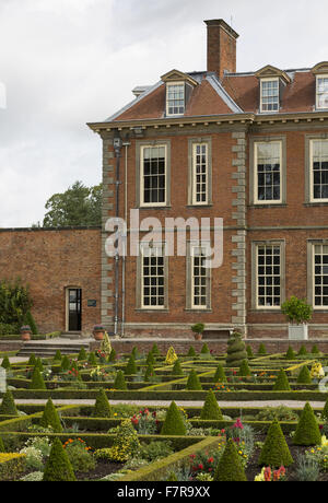 A view of Hanbury Hall and the parterre from the Long Gallery ...