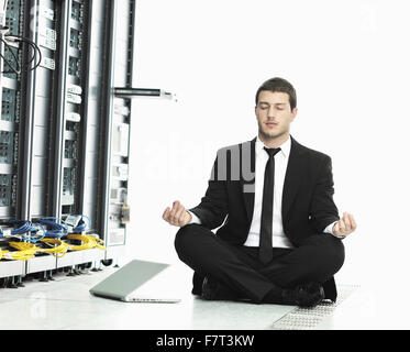young engeneer business man with thin modern aluminium laptop in ...