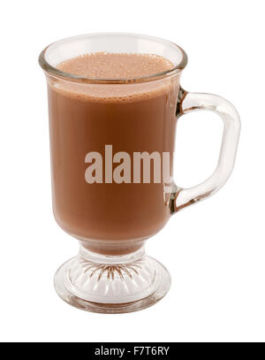 Glass cup of hot chocolate with milk foam and sprinkled with ...