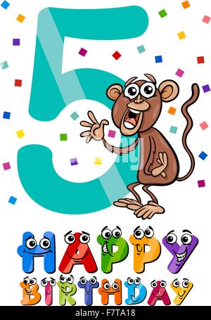 Children 5th birthday greeting card vector template Stock Vector Image ...